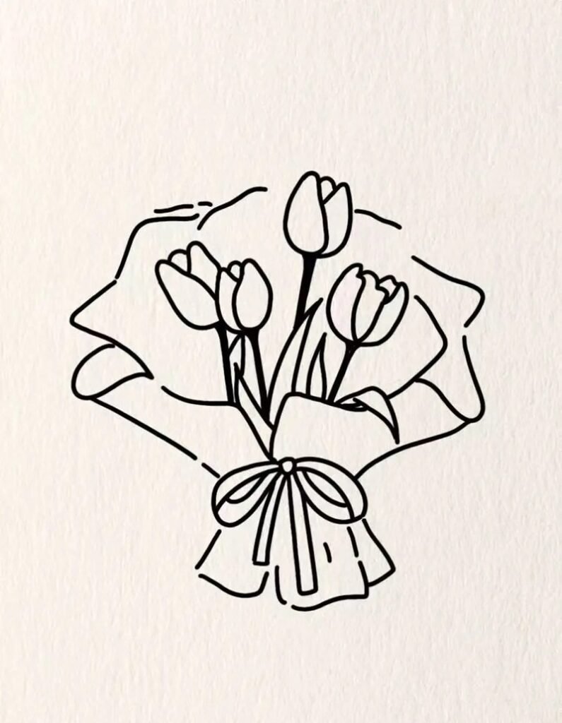 5+ easy steps on how to draw a bunch of flowers beautifully