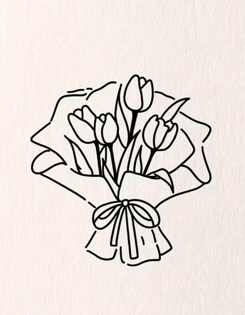 5+ easy steps on how to draw a bunch of flowers beautifully