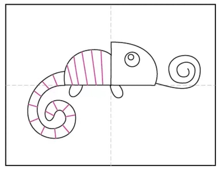 6+ simple steps on how to draw a Chameleon like a pro