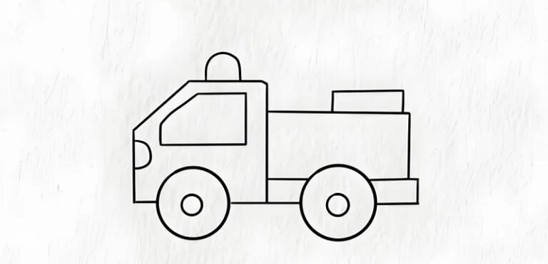 How to draw a fire truck in 7 simple and fun stages