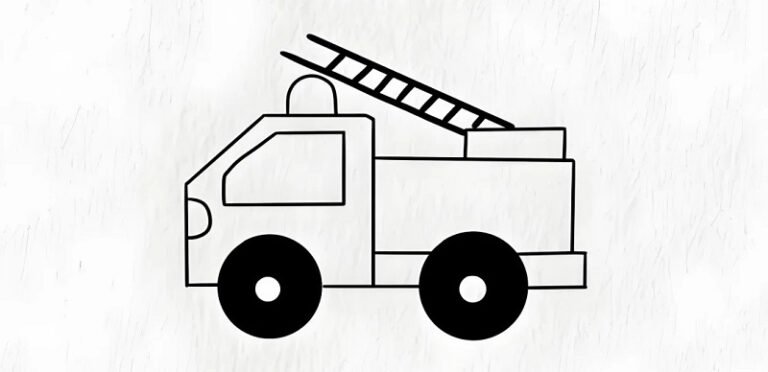 How to draw a fire truck in 7 simple and fun stages