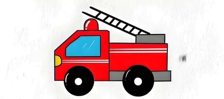 How to draw a fire truck in 7 simple and fun stages