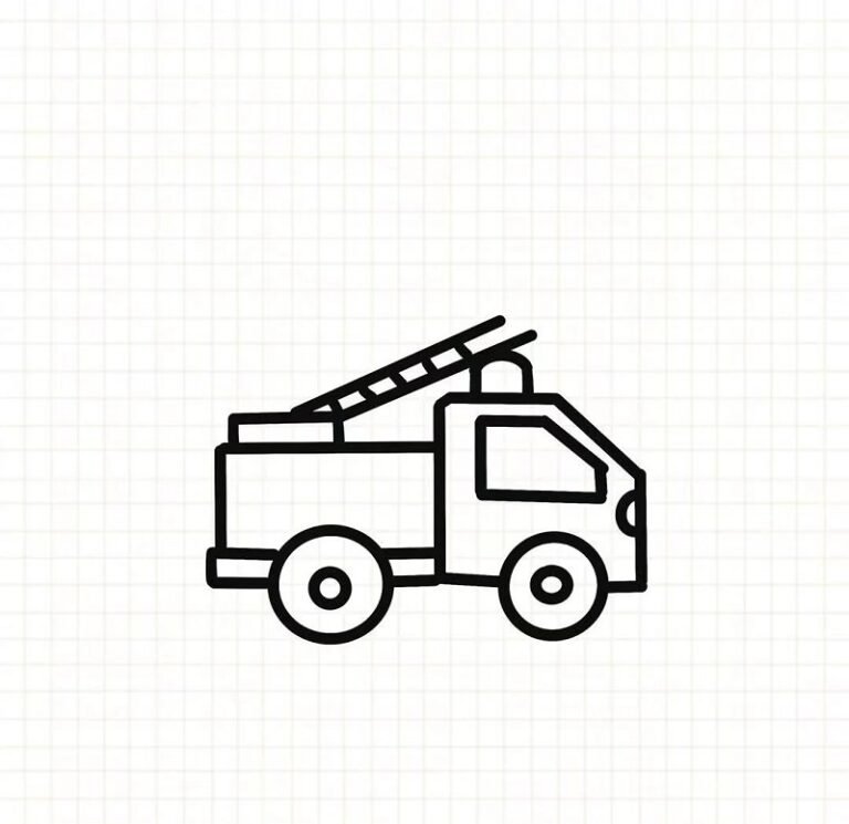 How to draw a fire truck in 7 simple and fun stages