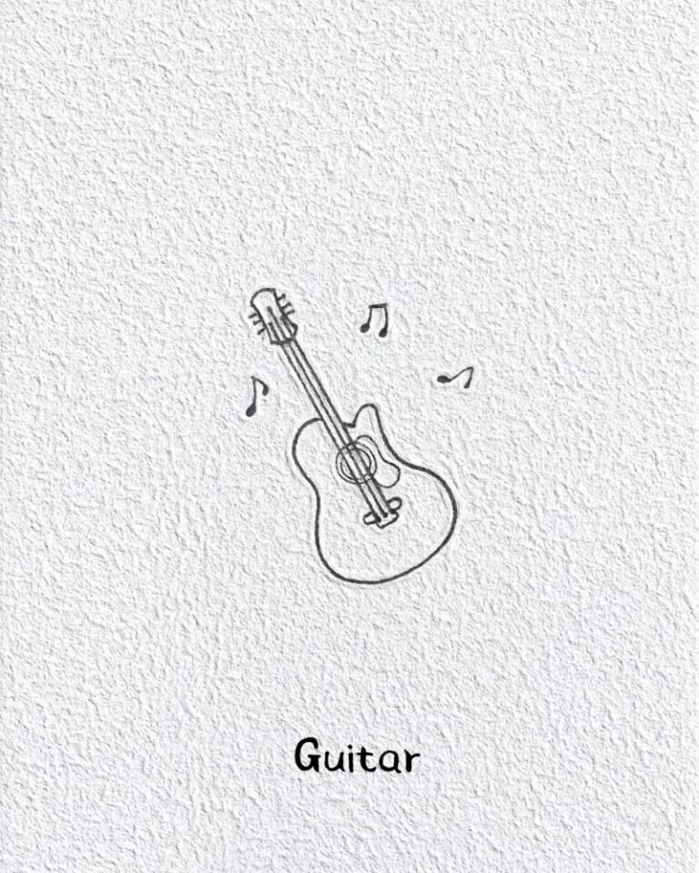 9+ easy steps on how to draw a Guitar for beginners